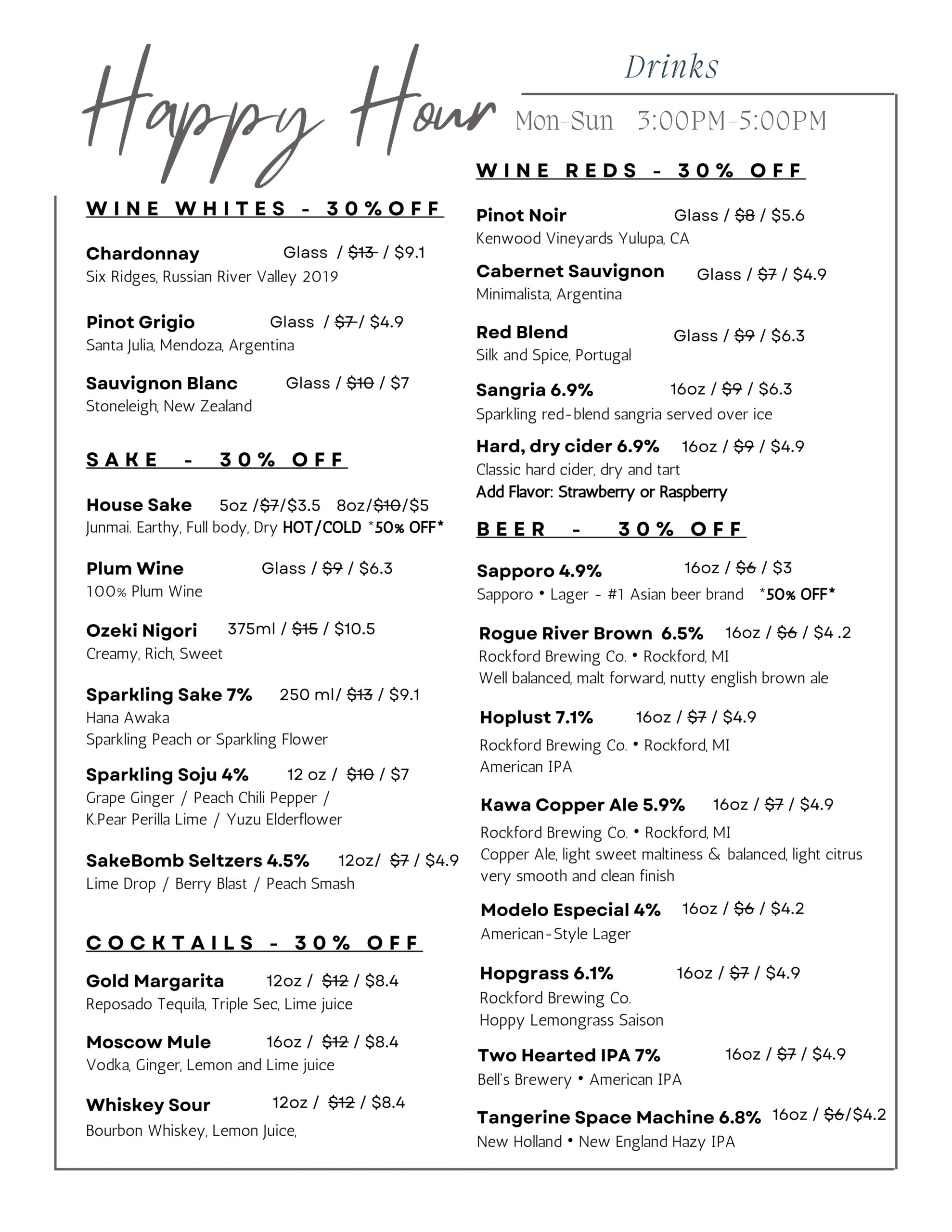 Happy Hour - Kawa Sushi