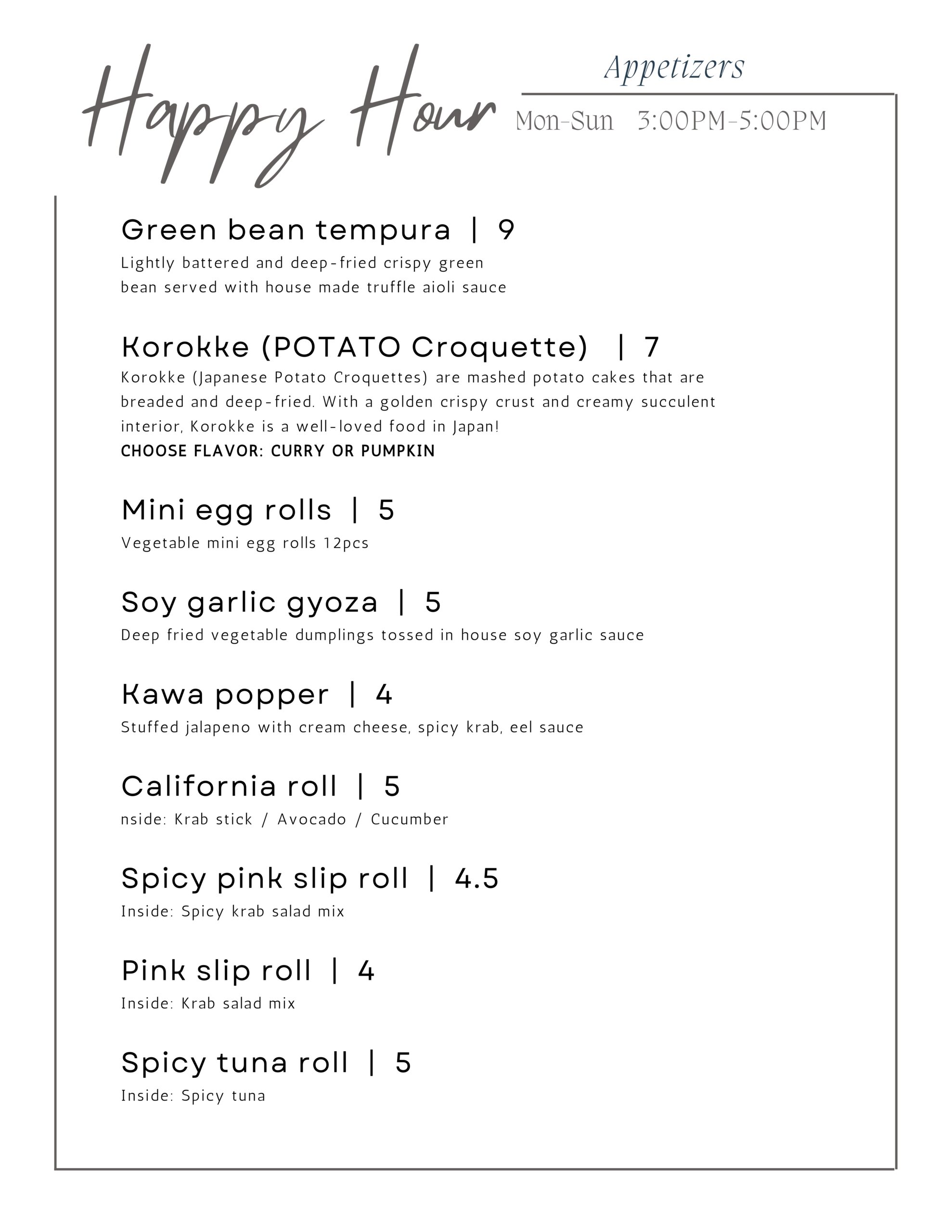 Happy Hour - Kawa Sushi